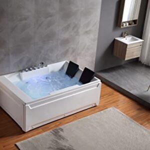 Empava 72-Inch Left Drain Rectangular Alcove Whirlpool Bathtub in White Model 2022