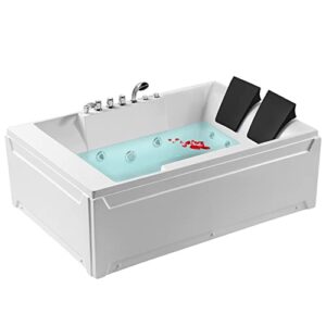 Empava 72-Inch Left Drain Rectangular Alcove Whirlpool Bathtub in White Model 2022