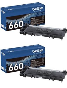 brother genuine tn660 2-pack high yield black toner cartridge with approximately 2,600 page yield/cartridge