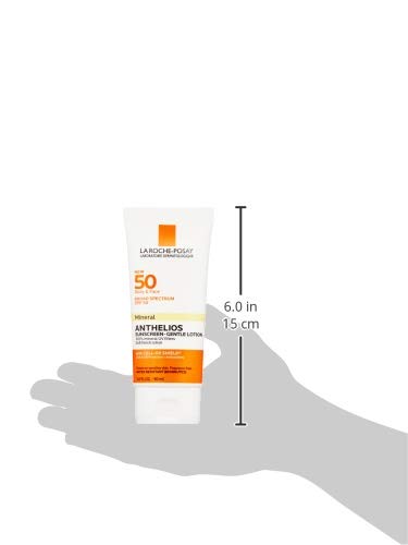 La Roche-Posay Anthelios Mineral Sunscreen Gentle Lotion Broad Spectrum SPF 50, Face and Body Sunscreen with Zinc Oxide and Titanium Dioxide, Oxybenzone & Octinoxate Free, Oil-Free