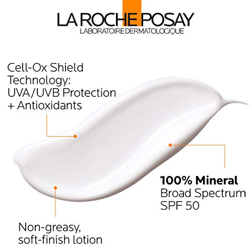 La Roche-Posay Anthelios Mineral Sunscreen Gentle Lotion Broad Spectrum SPF 50, Face and Body Sunscreen with Zinc Oxide and Titanium Dioxide, Oxybenzone & Octinoxate Free, Oil-Free