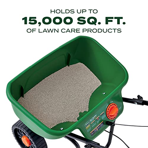 Scotts Turf Builder EdgeGuard DLX Broadcast Spreader - Holds Up to 15,000 sq. ft. of Lawn Product Green