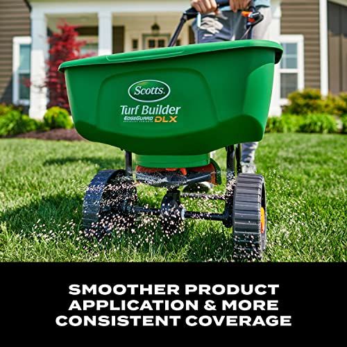 Scotts Turf Builder EdgeGuard DLX Broadcast Spreader - Holds Up to 15,000 sq. ft. of Lawn Product Green