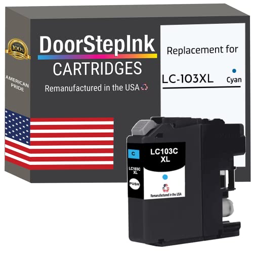 DoorStepInk Remanufactured in The USA Ink Cartridge Replacements for Brother LC103 Cyan for Printers MFC-J4310DW MFC-J4410DW MFC-J450 DW MFC-J875DW MFC-J870DW MFC-J6920DW