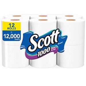 scott 1000 sheets per roll, 12 toilet paper rolls, bath tissue