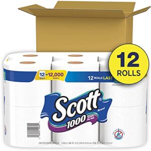 Scott 1000 Sheets Per Roll, 12 Toilet Paper Rolls, Bath Tissue