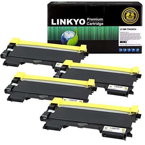 LINKYO Compatible Toner Cartridge Replacement for Brother TN450 TN-450 TN420 (Black, High Yield, 4-Pack)