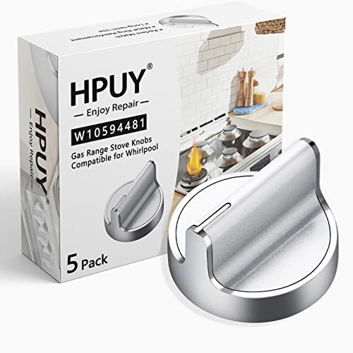 HPUY Update W10594481 Control Knobs Replacements Compatible for Whirlpool Stove Knobs Replace WPW10646805 W10698166 WPW10594481 Cooktop Knobs 5 Pack