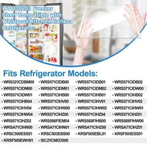 UPGRADED W11130203 Freezer Glass Shelf Replacement Compatible with Whirlpool Refrigerator Freezer Shelf Replacement Glass Shelves Parts W10527849 W10773887 WRS571CIHZ04 Freezer Shelf,WRS571 Series