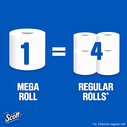 Scott ComfortPlus Toilet Paper, 12 Mega Rolls, 425 Sheets per Roll, Septic-Safe, 1-Ply Toilet Tissue