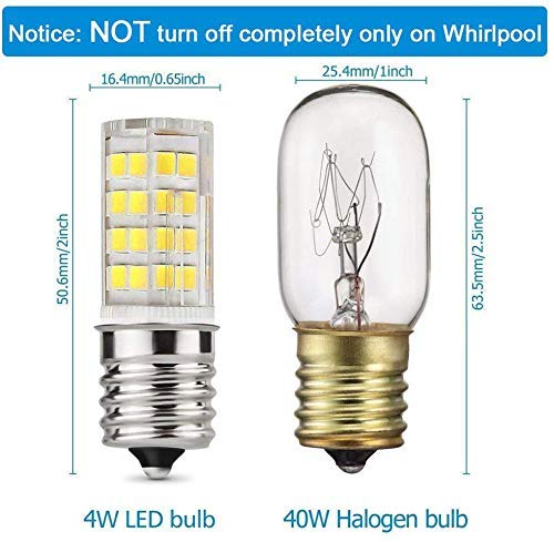 E17 LED Microwave Oven Appliance Whirlpool Bulb,8206232A 40W Equivalent Light Bulbs 2-Pack (Daylight White 6000K)