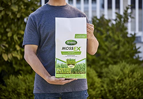 Scotts MossEx - Kills Moss but Not Lawns, Contains Nutrients to Green The Lawn, Moss Control for Lawns, Helps Develop Thick Grass, Granules Bag, Treats up to 5,000 sq. ft, 18.37 lbs.