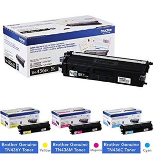 brother genuine super high yield toner -cartridge set – black, cyan, magenta and yellow color toner (tn436bk, tn-436c, tn-436m, tn-436y)