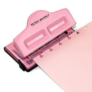 enjoy myself mushroom discbound hole punch, 4 holes mushroom paper puncher for disc bound planner (pink)