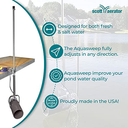 Scott Aerator: Aquasweep with Oscillator | Dock Mount | Muck Blaster | 1Horse Power, 115V | Made in USA | 5-Year Warranty (50ft Cord)