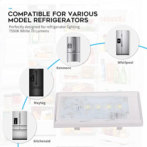 New Upgraded W10515058 Led Refrigerator Main Light Replacement Compatible with Whirlpool Kenmore Maytag, KitchenAid, Waterproof, 1 PCS, Year Warranty