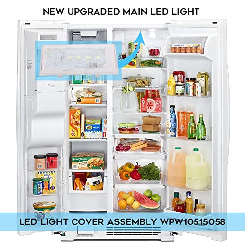 New Upgraded W10515058 Led Refrigerator Main Light Replacement Compatible with Whirlpool Kenmore Maytag, KitchenAid, Waterproof, 1 PCS, Year Warranty