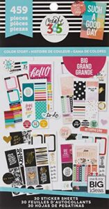 me & my big ideas sticker value pack for big planner – the happy planner scrapbooking supplies – color story theme – multi-color – great for projects & albums – 30 sheets, 459 stickers total