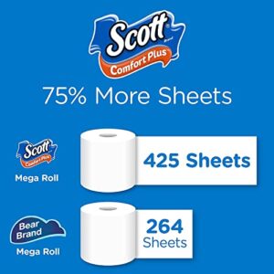 Scott Comfort Plus Toilet Paper, 1-Ply, White, 462 Sheets/Roll, 18 Mega Rolls/Pack (49729)