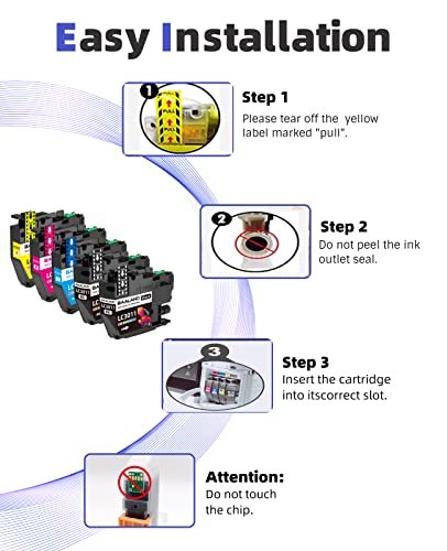 LC3011 Ink Cartridges 2BK/ C/M/Y Compatible Repalcement for Brother LC3011 LC3013 LC3011BK LC3013BK Ink Work with Brother MFC-J491DW MFC-J895DW MFC-J690DW MFC-J497DW Printer (5-Pack)