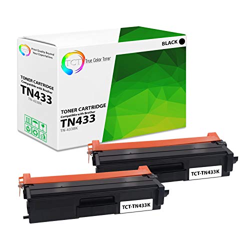 TCT Premium Compatible Toner Cartridge Replacement for Brother TN-433 TN433BK Black High Yield Works with Brother HL-L8260CDW L8360CDW, MFC-L8610CDW Printers (4,500 Pages) - 2 Pack