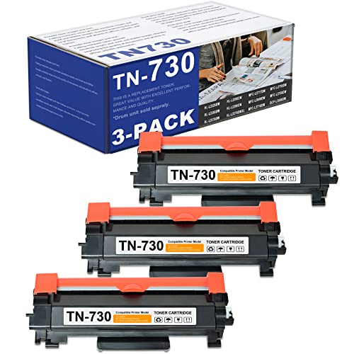 3 Pack Black TN-730 TN730 Toner Cartridge Replacement for Brother 730 to use with MFC-L2710DW HL-L2395DW MFC-L2750DW HL-L2370DW HL-L2390DW DCP-L2550DW HL-L2350DW Printer Ink Cartridge