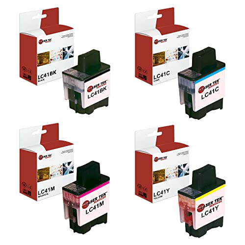 Laser Tek Services Compatible Ink Cartridge Replacement for Brother LC-41 LC41BK LC41C LC41M LC41Y Works with Brother DCP110C 120C, MFC210C Printers (Black, Cyan, Magenta, Yellow, 4 Pack)