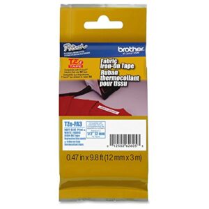 brother tzefa3 tz industrial series fabric iron-on tape, navy-on-white, 1/2″ x 9.8 ft