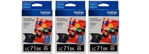 brother printer balxk lc71bk standard yield ink, black (3 pack)