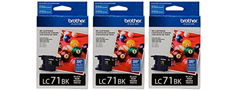 Brother Printer bALxk LC71BK Standard Yield Ink, Black (3 Pack)