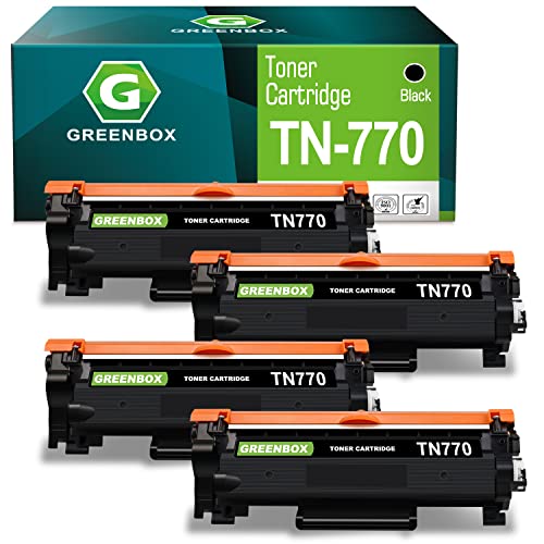 GREENBOX Compatible Toner Cartridge TN770 Replacement for Brother TN770 TN-770 for Brother HL-L2370DW HL-L2370DWXL MFC-L2750DW MFC-L2750DWXL Printer (4 Black)