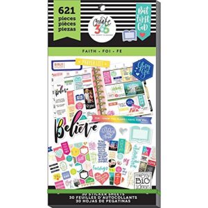 me & my big ideas sticker value pack for classic planner – the happy planner scrapbooking supplies – faith theme – multi-color & gold foil – great for projects & albums – 30 sheets, 621 stickers