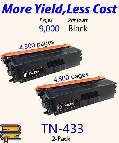 2-Pack ColorPrint Compatible TN433 Toner Cartridge Replacement for Brother TN433BK TN-433BK TN-433 TN436 Used for HL L8260CDW L8360CDW L8610CDW DCP-L8410CDW MFC L8690CDW L8900CDW Printer (2X Black)