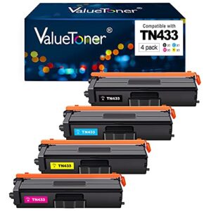 valuetoner compatible toner cartridge replacement for tn433 tn 433 tn-433 tn436 tn431 compatible with hl-l8360cdw hl-l8360cdwt hl-l8260cdw mfc-l8610cdw mfc-l8900cdw mfc-l9570cdw printer (4 pack)