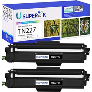 usuperink compatible toner cartridge replacement for brother tn227 tn-227 tn-227bk tn223 tn223bk to use with hl-l3230cdn hl-l3290cdw dcp-l3550cdw mfc-l3770cdw hl-l3210cw printer (2 pack, black)