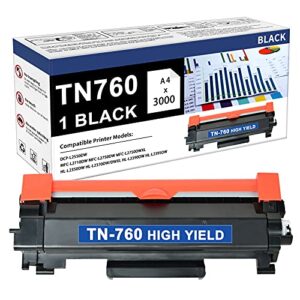 paic 1 pack compatible tn-760 tn760 toner cartridge replacement for brother dcp-l2550dw mfc-l2710dw l2750dw l2750dwxl hl-l2350dw l2370dwdwxl l2390dw l2395dw printer,sold by hobbyunion, black