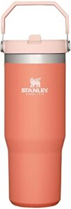 stanley iceflow stainless steel tumbler with straw, vacuum insulated water bottle for home, office or car, reusable cup with straw leakproof flip (grapefruit)