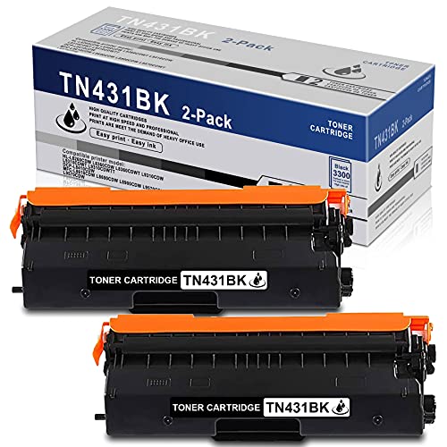 VIT 2 Pack TN431 TN-431 TN431BK TN-431BK Black High Yield Compatible Toner Cartridge Replacement for Brother HL-L8260CDW L8360CDW L8360CDWT L9310CDW L9310CDWT DCP-L8410 Printer