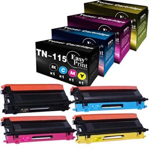 easyprint (4-pack) compatible tn115 tn-115 toner cartridge work for brother hl-4040cn 4050cdn 4070cdw mfc-9440cn 9450cdn 9840cdw dcp-9040cn 9045cdn printer, (1 black 1 cyan 1 magenta 1 yellow)