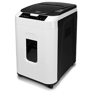 aurora commercial grade 200-sheet auto feed high security micro-cut paper shredder/ 60 minutes/ security level p-5