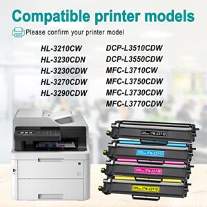 NUCALA Compatible TN-227 Toner Cartridges Replacement for Brother TN-227BK TN-227C TN-227M TN-227Y DCP-L3510CDW L3550CDW MFC-L3710CW MFC-L3750CDW MFC-L3730CDW (Black, Cyan, Magenta, Yellow, 5-Pack)