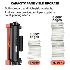 2 Pack TN760 TN730 High Yield Toner Cartridge Replacement with Smart Chip for Brother Compatible with MFC-2710DW HL-L2395DW DCP-L2550DW HL-L2370DW HL-L2690DW HL-L2390DW MFC-L2750DW,Black