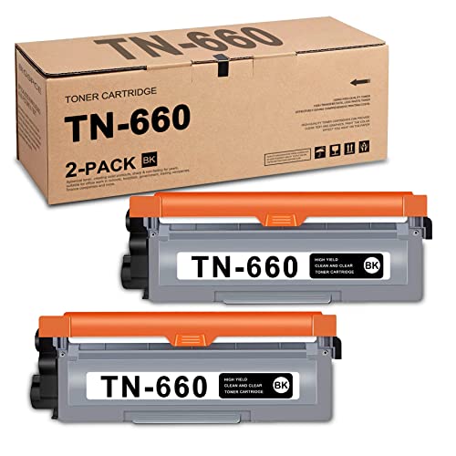 BIGSPCE TN660 Compatible TN660 2PK High Yield Black Toner Cartridge Replacement for Brother TN660 TN630 HL-L2300D L2305W L2360DW MFC-L2680W L2685DW L2700DW DCP-L2520DW L2540DW Printer