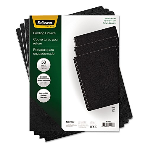 Fellowes 52146 Binding Covers, 11-1/4 X 8-3/4, Leather-Like Black Vinyl, 50/Pack