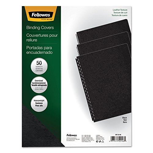 Fellowes 52146 Binding Covers, 11-1/4 X 8-3/4, Leather-Like Black Vinyl, 50/Pack