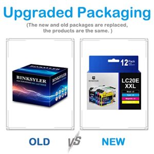 BINKSYLER LC20EXXL Ink Cartridges BK/C/Y/M Super High Yield Replacement for Brother LC20E LC20EXXL Ink Cartridges for Brother MFC-J985DW J775DW J5920DW J985DWXL Printers(3BK,3C,3M,3Y) 12 Pack