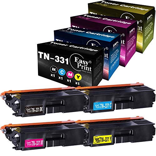 EASYPRINT (4-Pack, BK+C+Y+M) Compatible TN331 TN-331 Toner Cartridges Work for Brother MFC-L8600CDW L8850CDW 8650CDW HL-L8250CDN 8350CDW 8350CDWT Printer