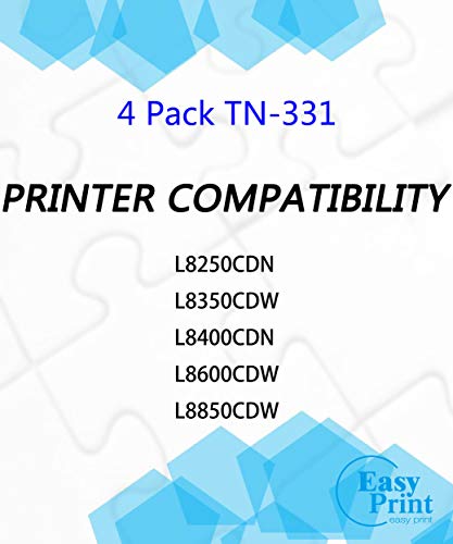 EASYPRINT (4-Pack, BK+C+Y+M) Compatible TN331 TN-331 Toner Cartridges Work for Brother MFC-L8600CDW L8850CDW 8650CDW HL-L8250CDN 8350CDW 8350CDWT Printer