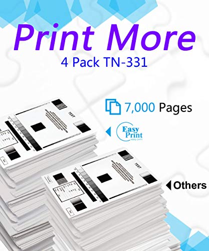 EASYPRINT (4-Pack, BK+C+Y+M) Compatible TN331 TN-331 Toner Cartridges Work for Brother MFC-L8600CDW L8850CDW 8650CDW HL-L8250CDN 8350CDW 8350CDWT Printer