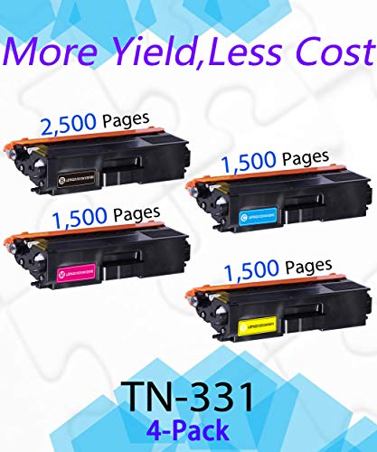 EASYPRINT (4-Pack, BK+C+Y+M) Compatible TN331 TN-331 Toner Cartridges Work for Brother MFC-L8600CDW L8850CDW 8650CDW HL-L8250CDN 8350CDW 8350CDWT Printer